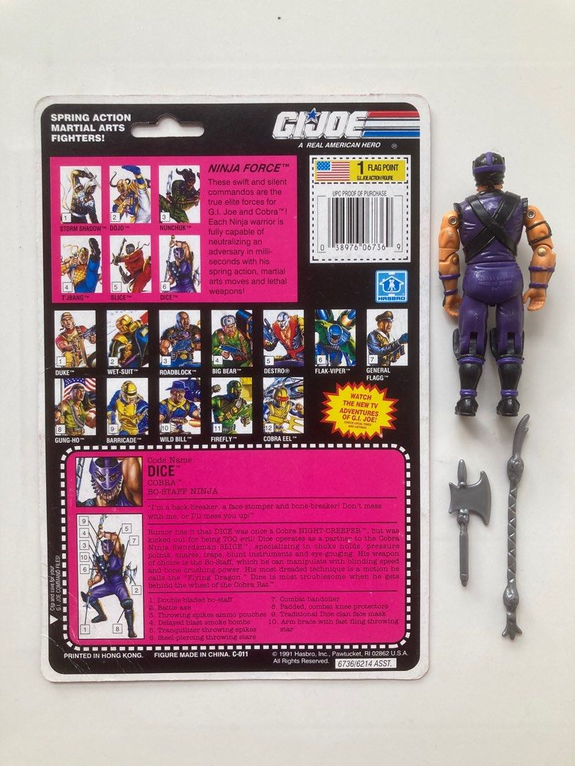 G.I.JOE Ninja Force Dice 1992 GI.JOE, Hobbies & Toys, Memorabilia & Collectibles, Vintage ...