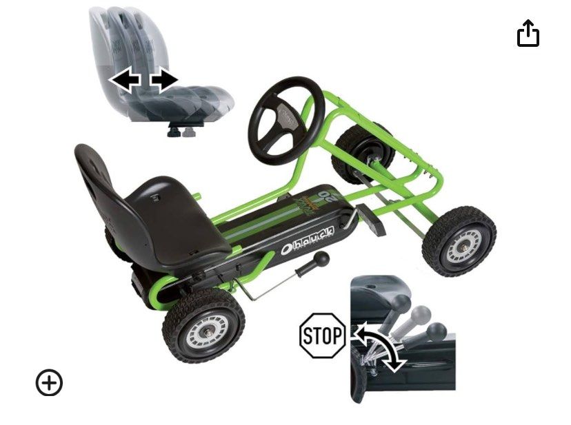Hauck Lightning Go Kart - Quality Race Green Car Toy Racing Pedal ...