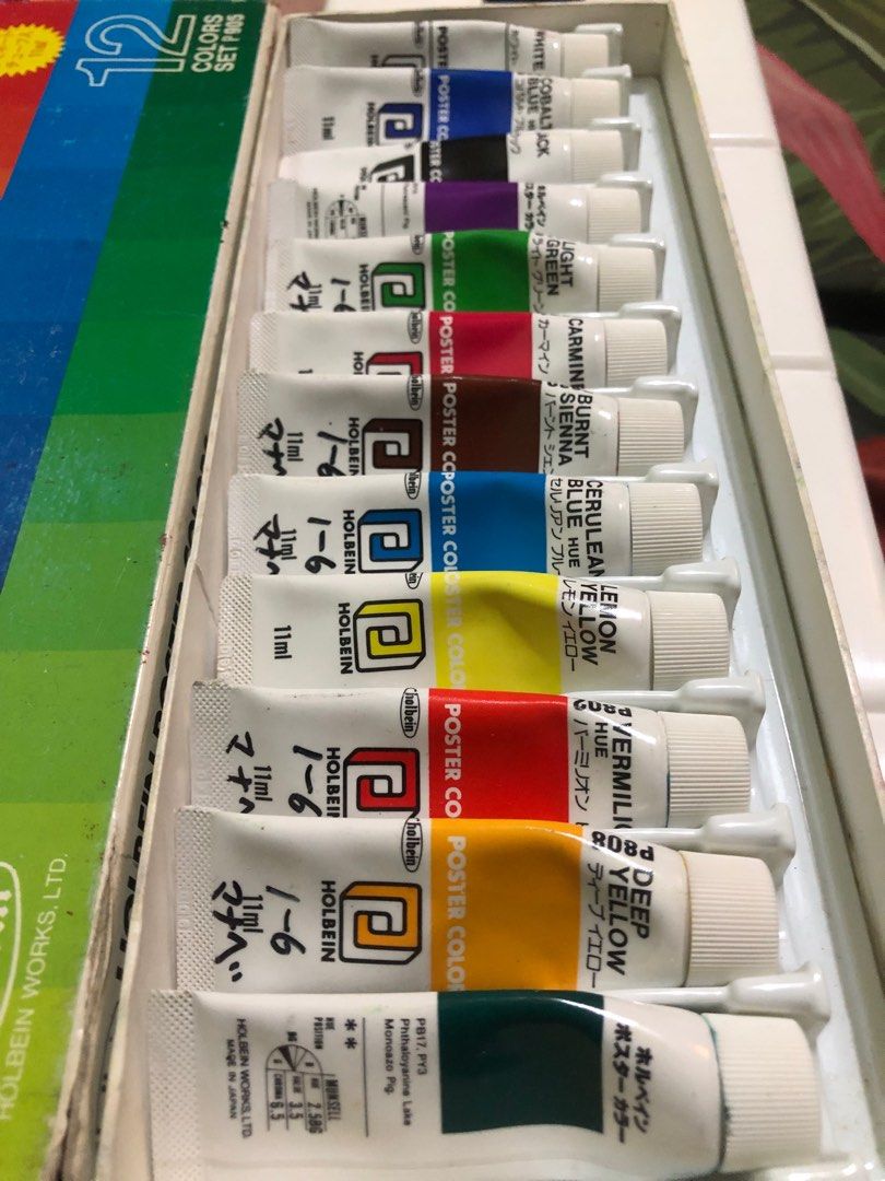 Holbien poster color 12 and 15 color box sets, Hobbies & Toys ...