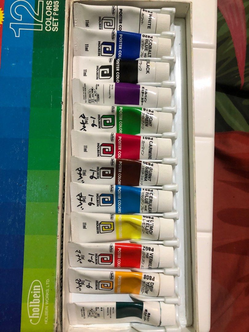 Holbien poster color 12 and 15 color box sets, Hobbies & Toys ...