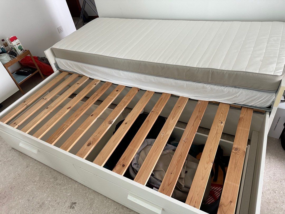IKEA pull out double bed, Furniture & Home Living, Furniture, Bed ...