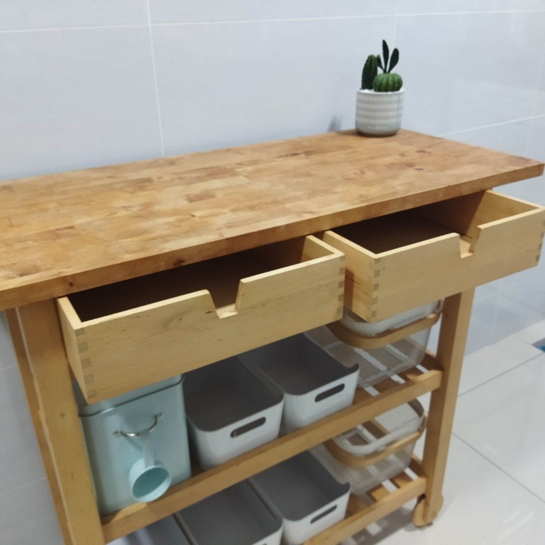 IKEA solid wood birch Forhoja Kitchen Island worktop trolley, Furniture & Home Living, Furniture ...