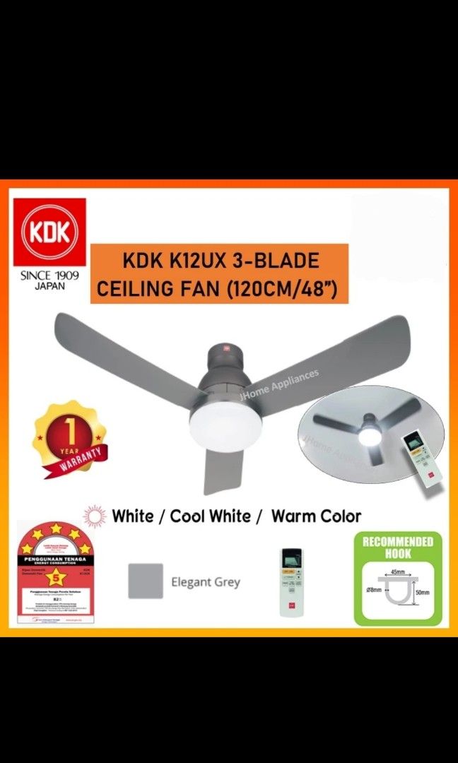 KDK K12ux 48" with led, Furniture & Home Living, Lighting & Fans, Fans ...