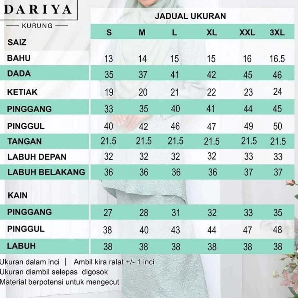 KURUNG DARIYA (PO), Women's Fashion, Muslimah Fashion, Baju Kurung & sets on Carousell