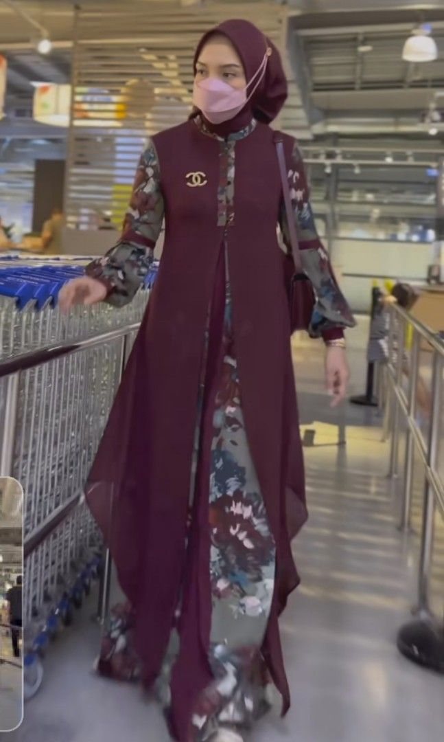 meroon jubah dress 2 layer, Women's Fashion, Dresses & Sets, Dresses on ...
