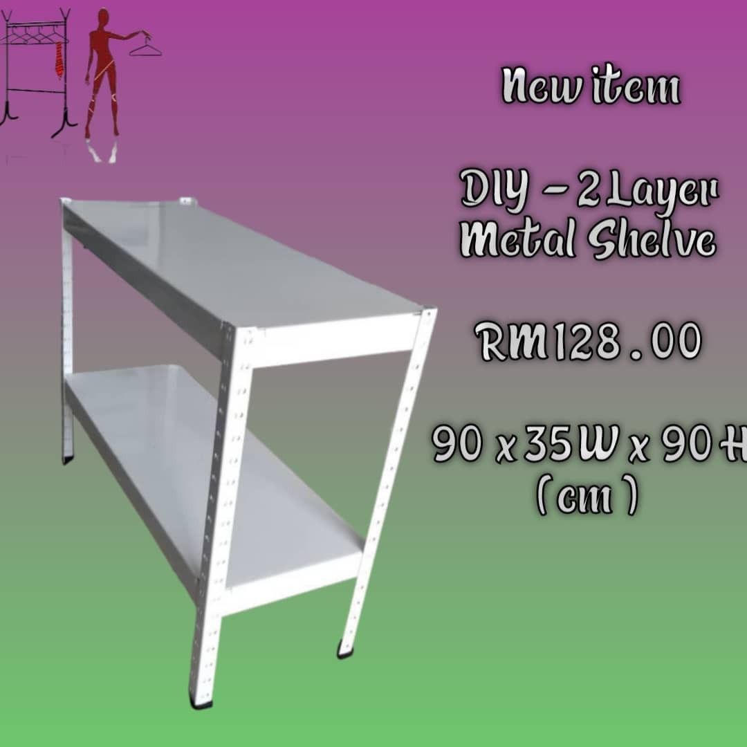 Metal Shelves 2 Layer Diy Rack ( New ), Furniture & Home Living ...