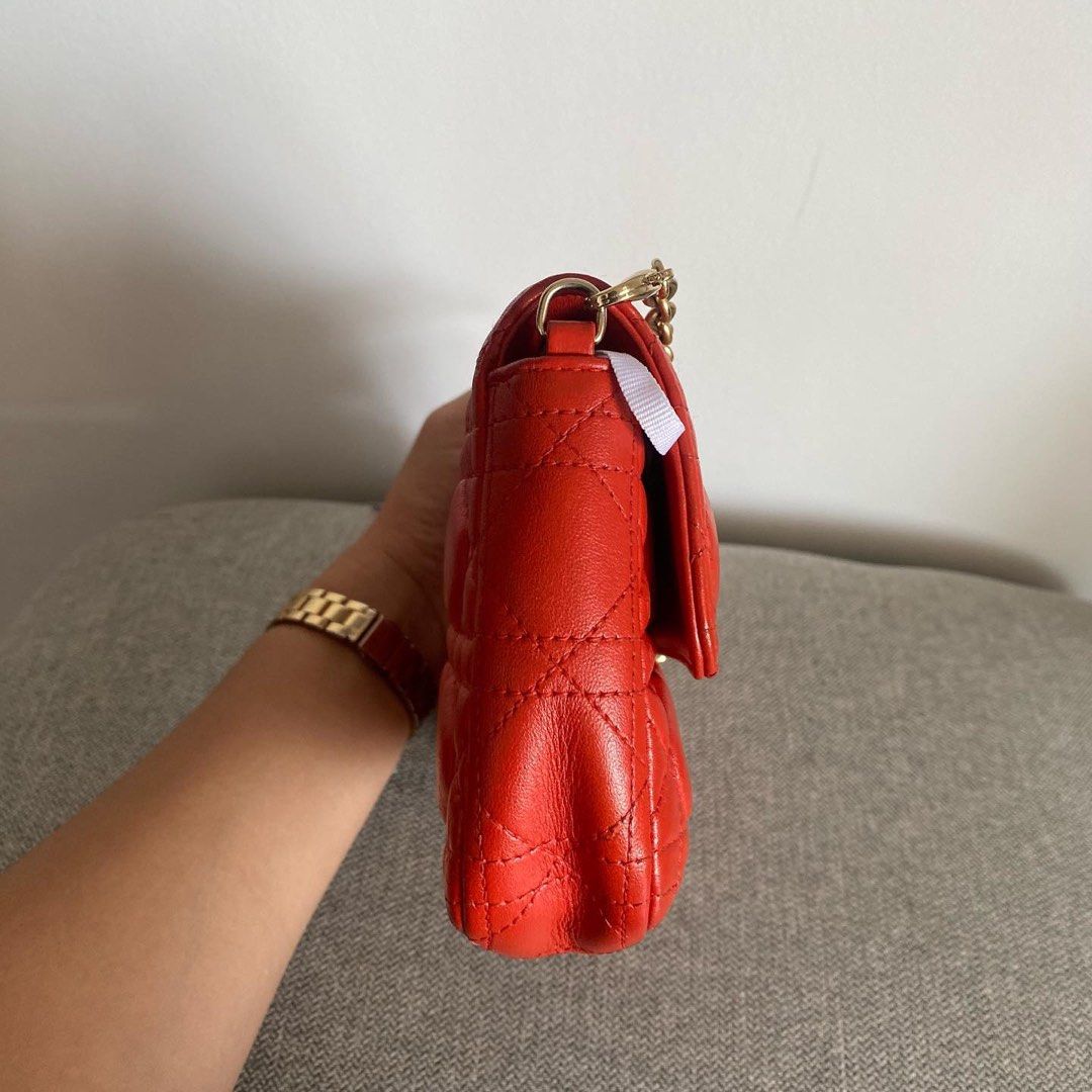 Miss Dior Orange Lambskin Cannage Promenade (with Entrupy Certificate ...