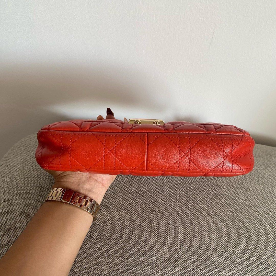 Miss Dior Orange Lambskin Cannage Promenade (with Entrupy Certificate ...