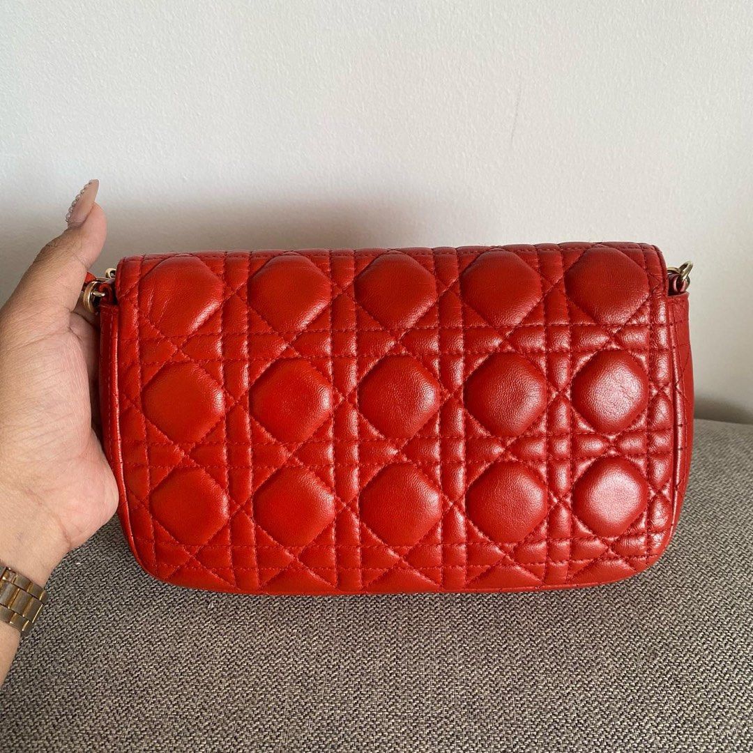 Miss Dior Orange Lambskin Cannage Promenade (with Entrupy Certificate ...