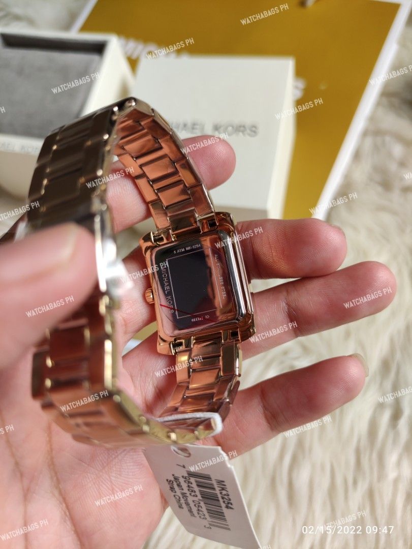 MK Emery White Dial Gold-tone Stainless Steel Ladies Watch MK3254 ...