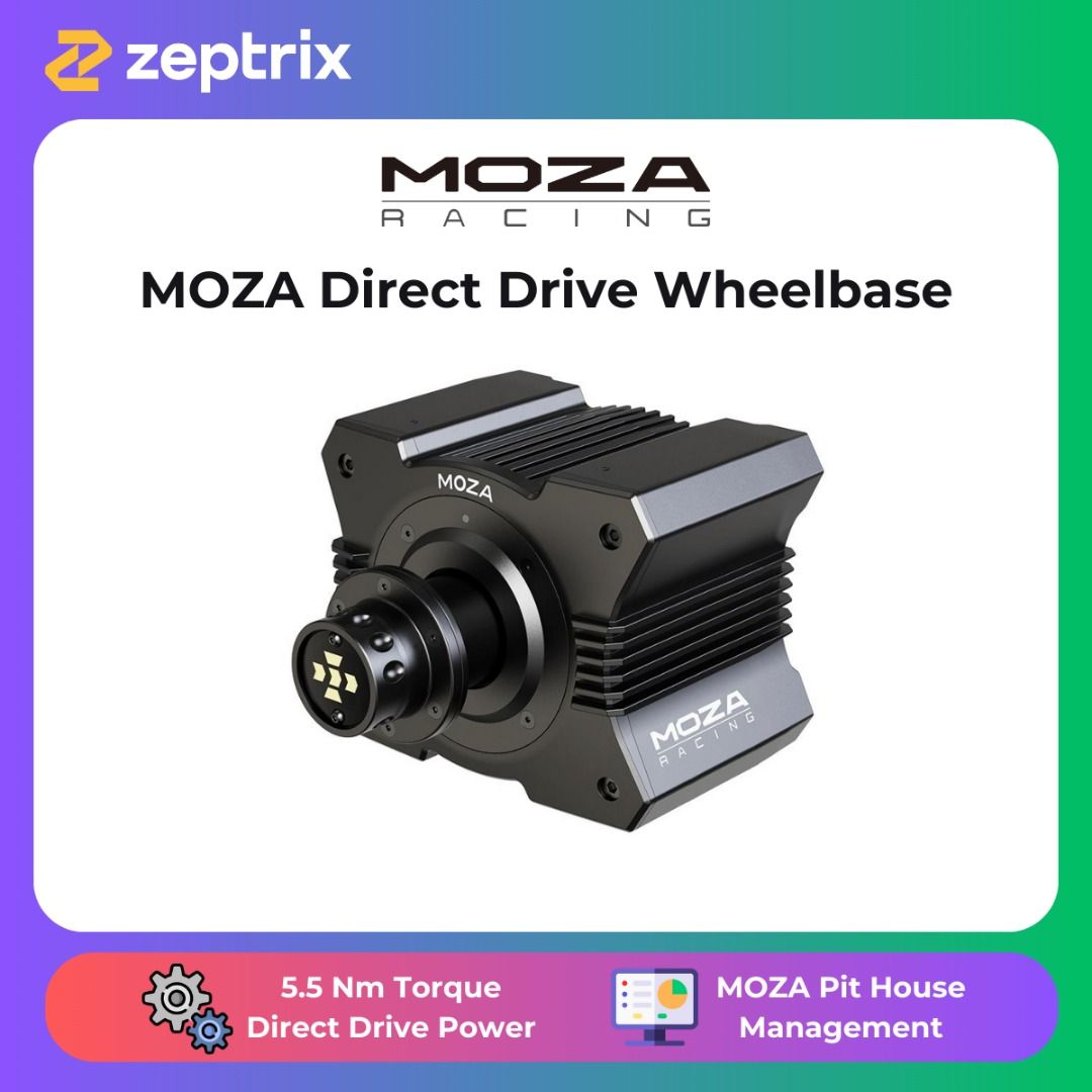 MOZA R5 Bundle - 3 Pedals + ES Wheel + Wheel Base + Table Clamp, Video ...