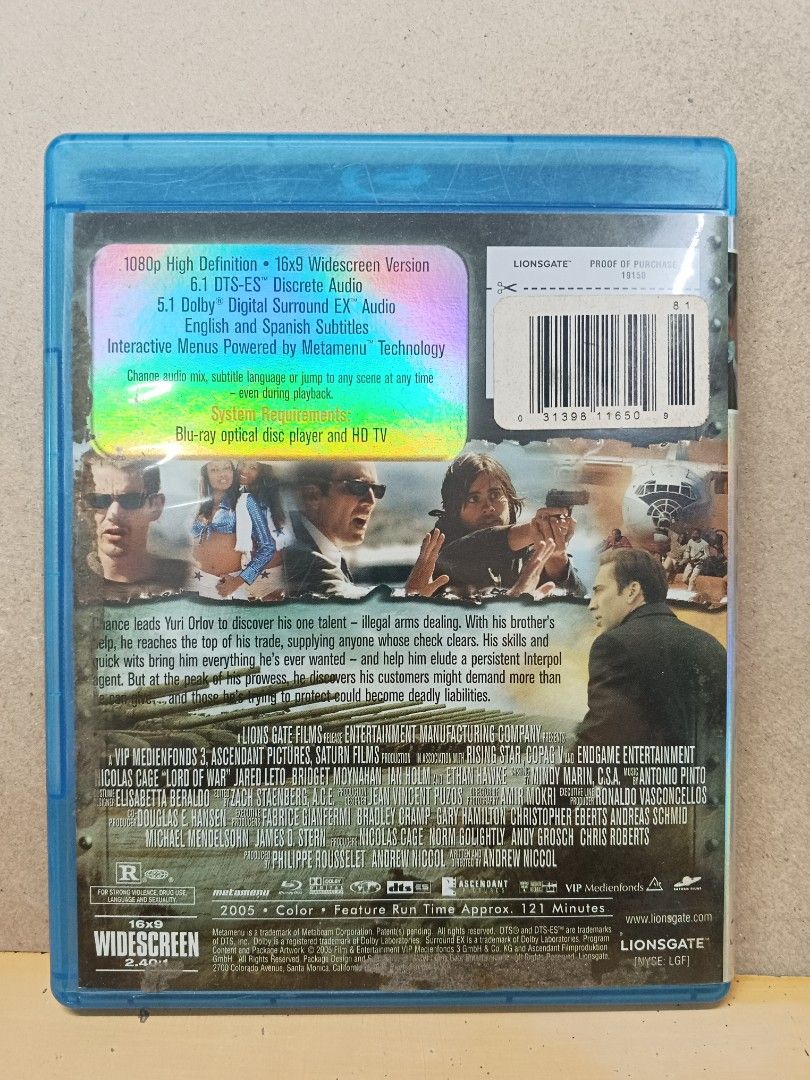 Original BLU-RAY: LORD OF WAR : Nicolas Cage, Jared Leto, Ethan Hawke (Region 1) bluray, Hobbies ...