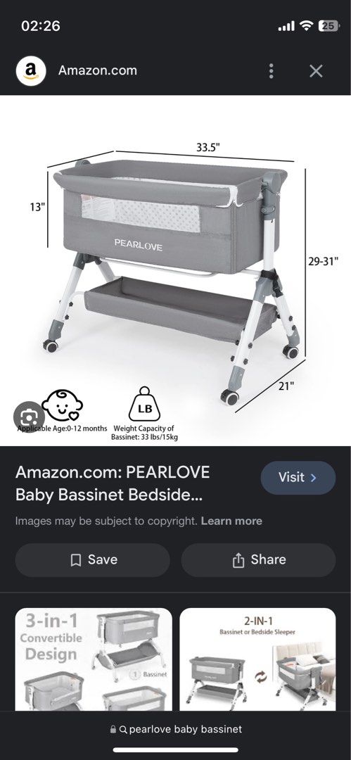 pearlove baby bassinet, Babies & Kids, Baby Nursery & Kids Furniture ...