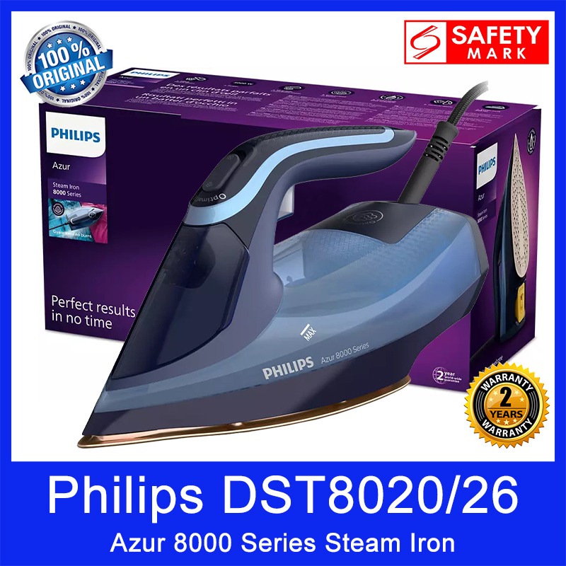 Philips DST8020/26 Steam Iron. Azur 8000 Series. 3000W Power. No Burns ...