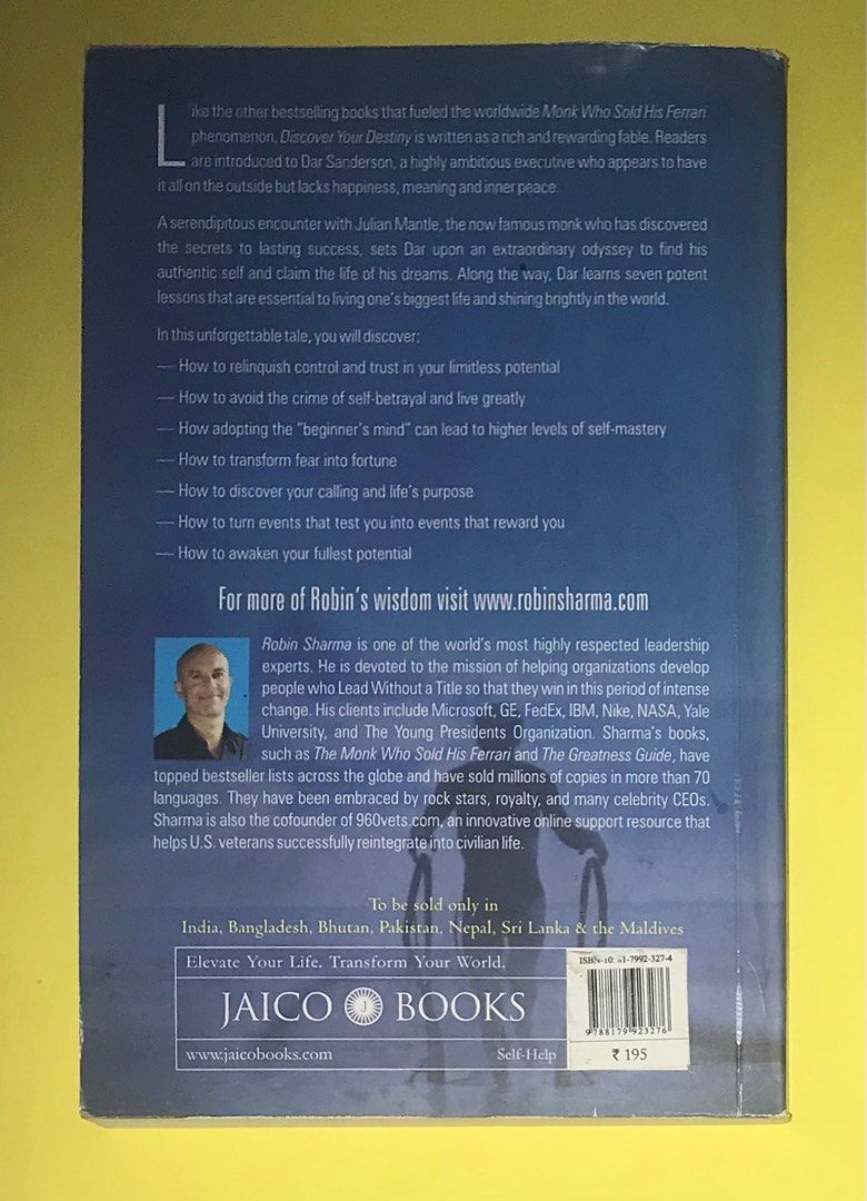 ROBIN SHARMA - DISCOVER YOUR DESTINY BOOK, Hobbies & Toys, Books ...