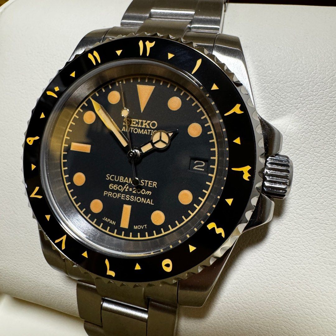 Seiko Mod - 40mm Retro Arabic Bezel Custom Seiko NH35 Automatic Watch ...