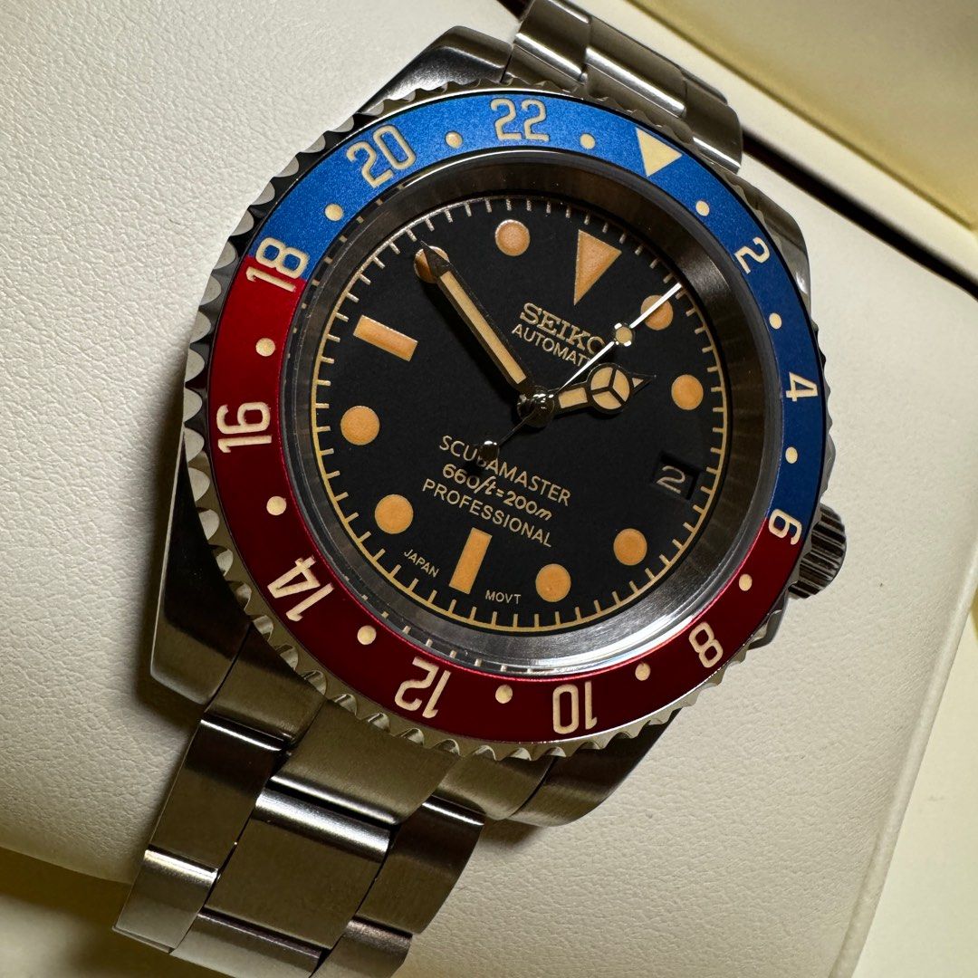 Seiko Mod - 40mm Pepsi Retro Sub Custom Seiko NH35 Automatic Watch, Men ...