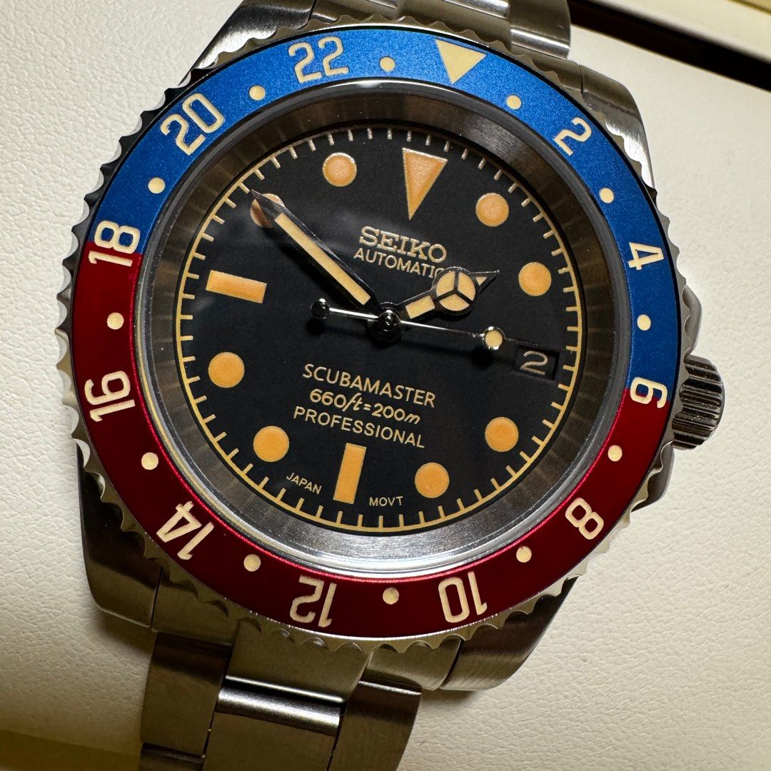 Seiko Mod - 40mm Pepsi Retro Sub Custom Seiko NH35 Automatic Watch, Men ...