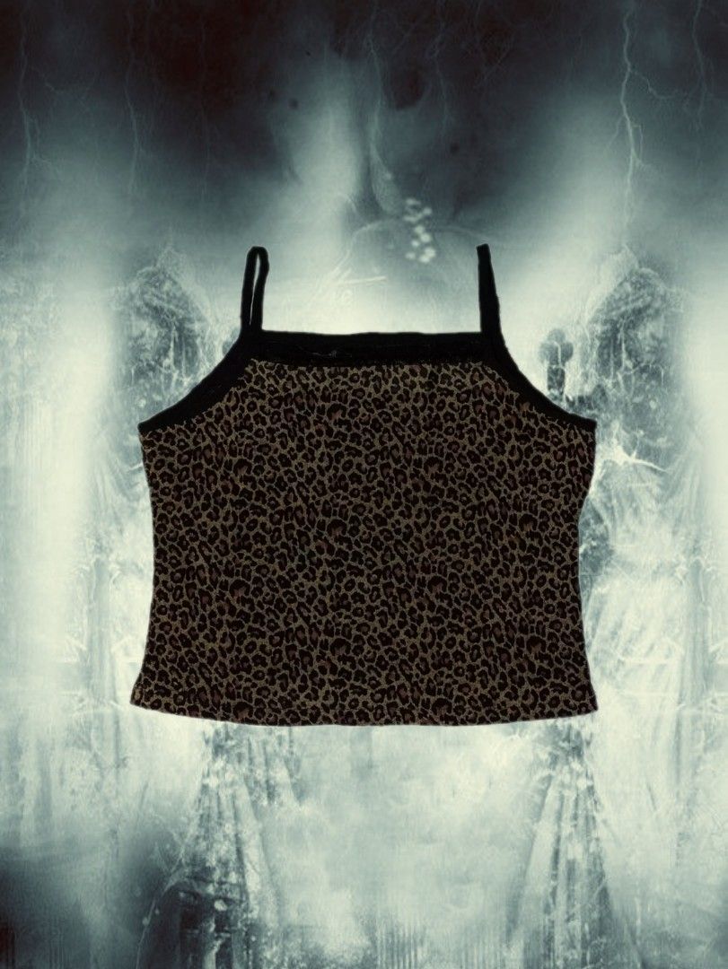 y2k leopard print sleeveless (grunge, emo, gyaru, y2k, goth, alt, punk ...
