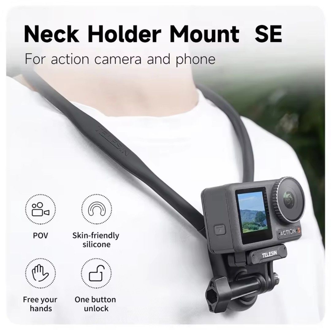 TELESIN Neck Holder Mount SE for DJI Action OSMO / Go Pro Camera ...
