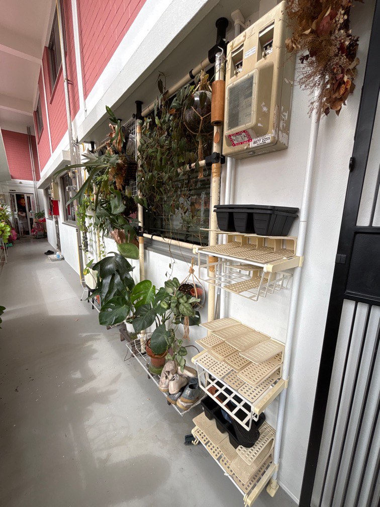 To bless floor to ceiling tension shelf and daiso shoe racks and under ...