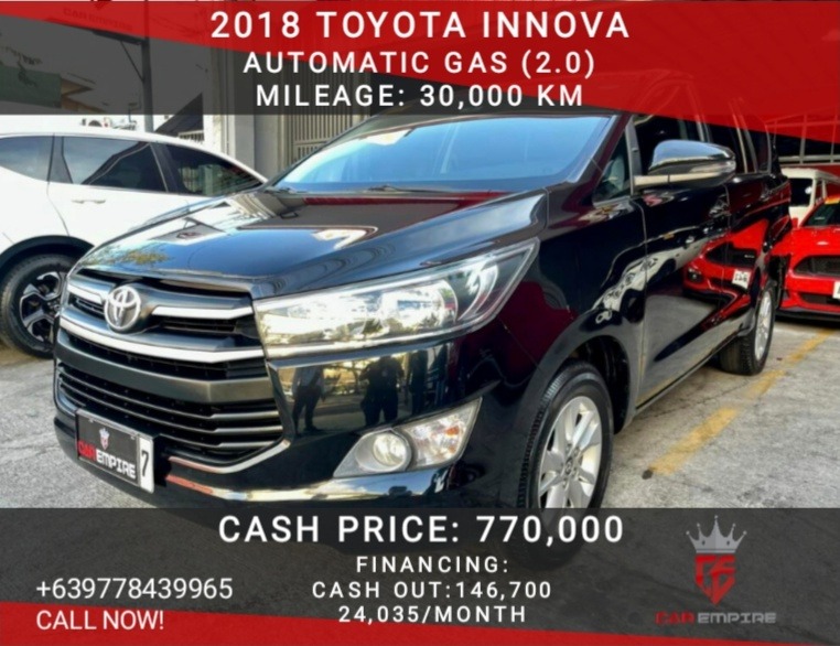 Toyota Innova 2018 2.0 E GAS 30K KM CASA MAINTAINED Auto, Cars for Sale ...