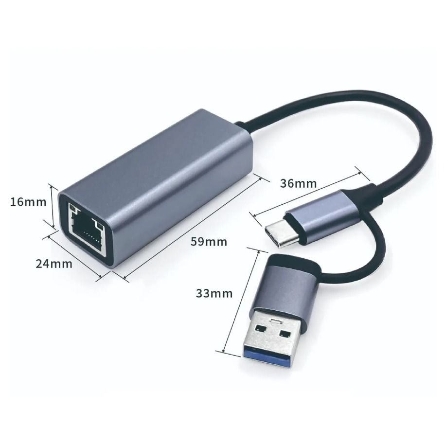 Type C to Ethernet Adapter Network Card RJ45 Wired Card 2.5G PC ...