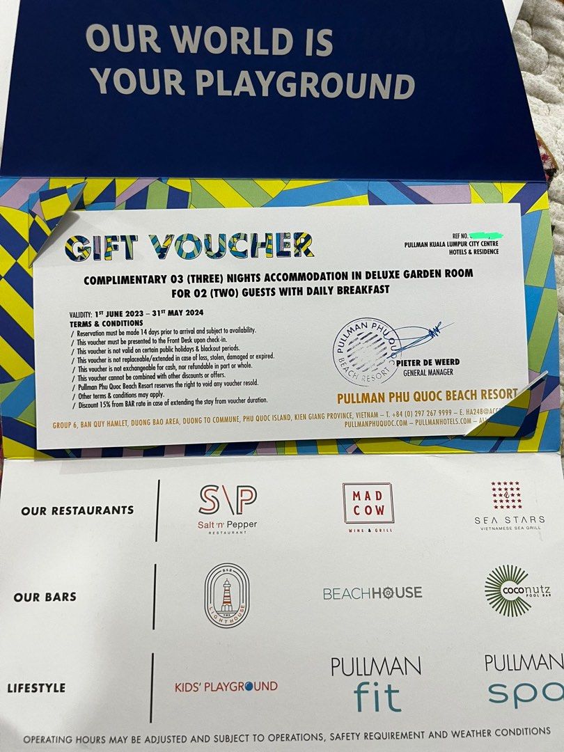 Voucher: Pullman Phu Quoc Resort, Tickets & Vouchers, Vouchers on Carousell