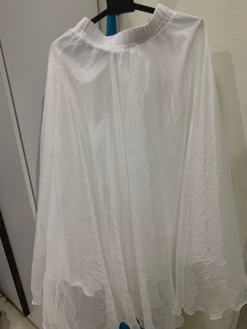 White Long Ruffle Skirts, Women's Fashion, Bottoms, Skirts on Carousell