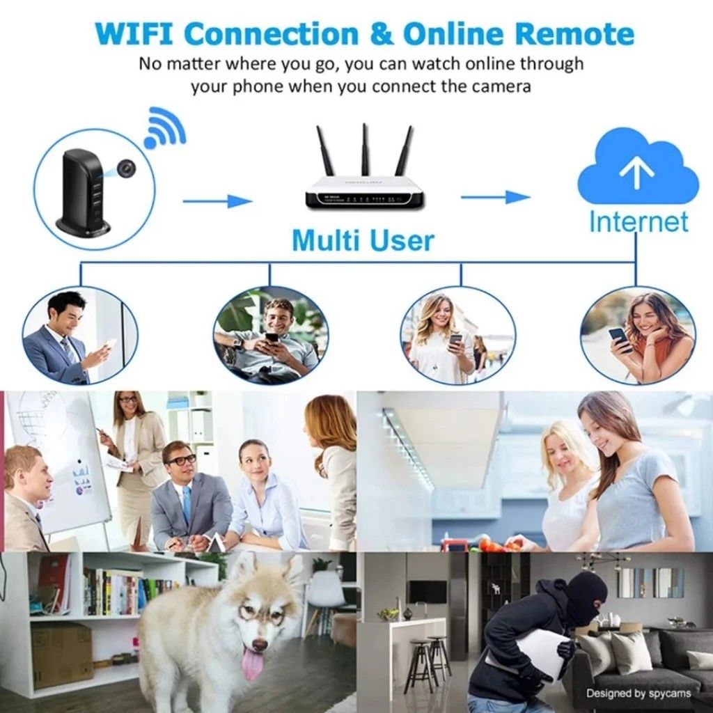 WiFi Camera USB Charger 1080P HD Remote Viewing Surveillance Hidden ...
