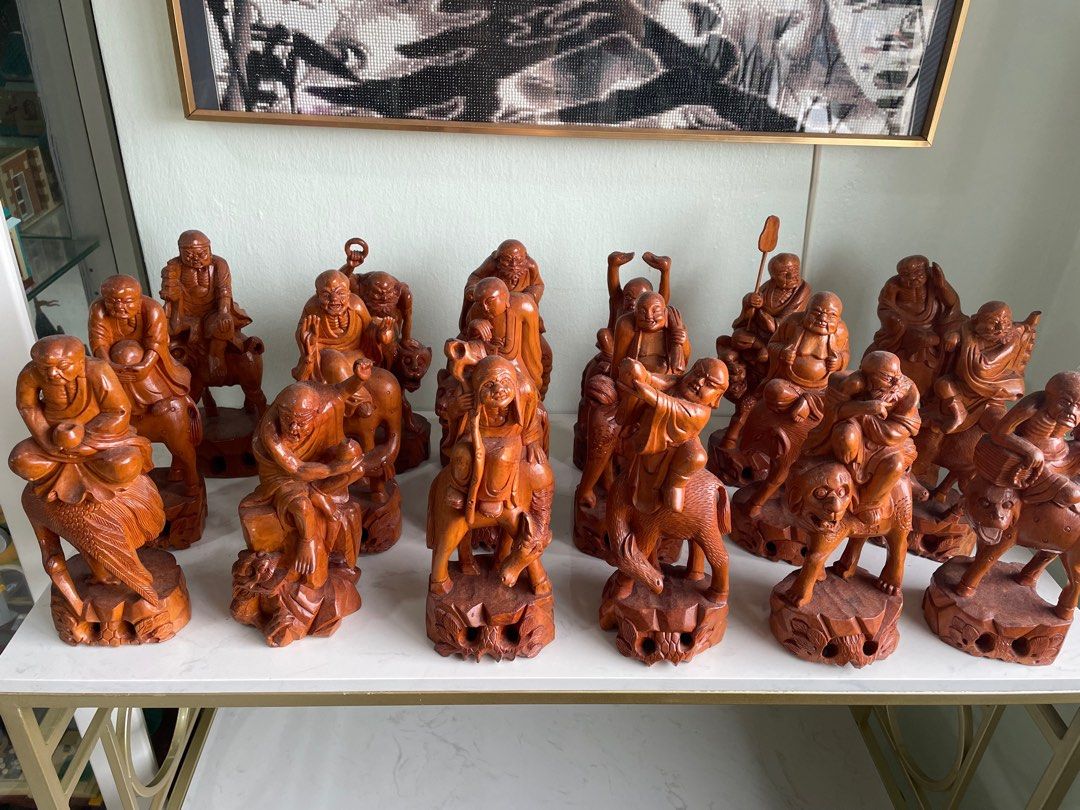 Wood carve 18 Luo Han, Hobbies & Toys, Memorabilia & Collectibles ...