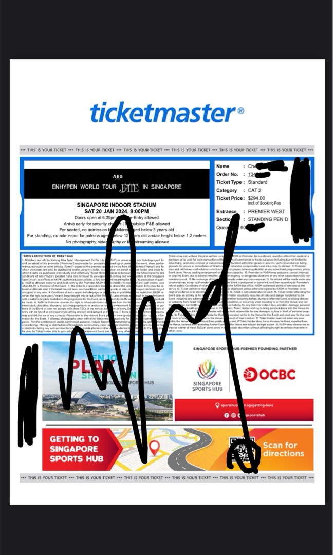 DESPOOO WTS CAT 2 enhypen fate concert Standing pen D x1, Tickets ...
