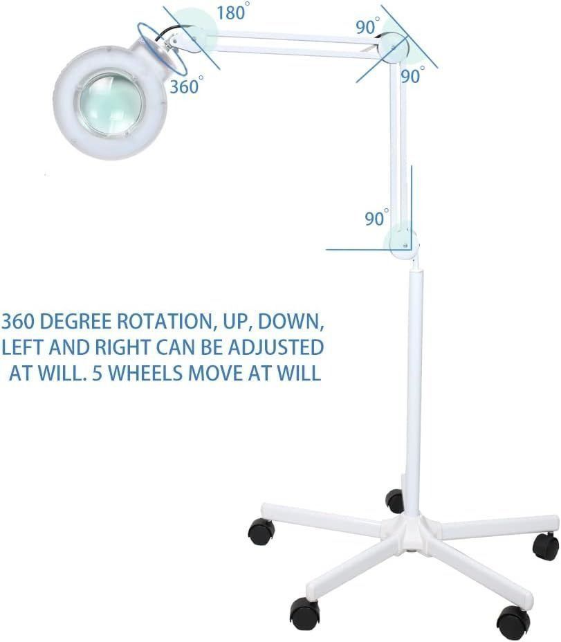 10X Magnifying Glass with Light and Stand, Veemagni Floor Lamp with 5 ...