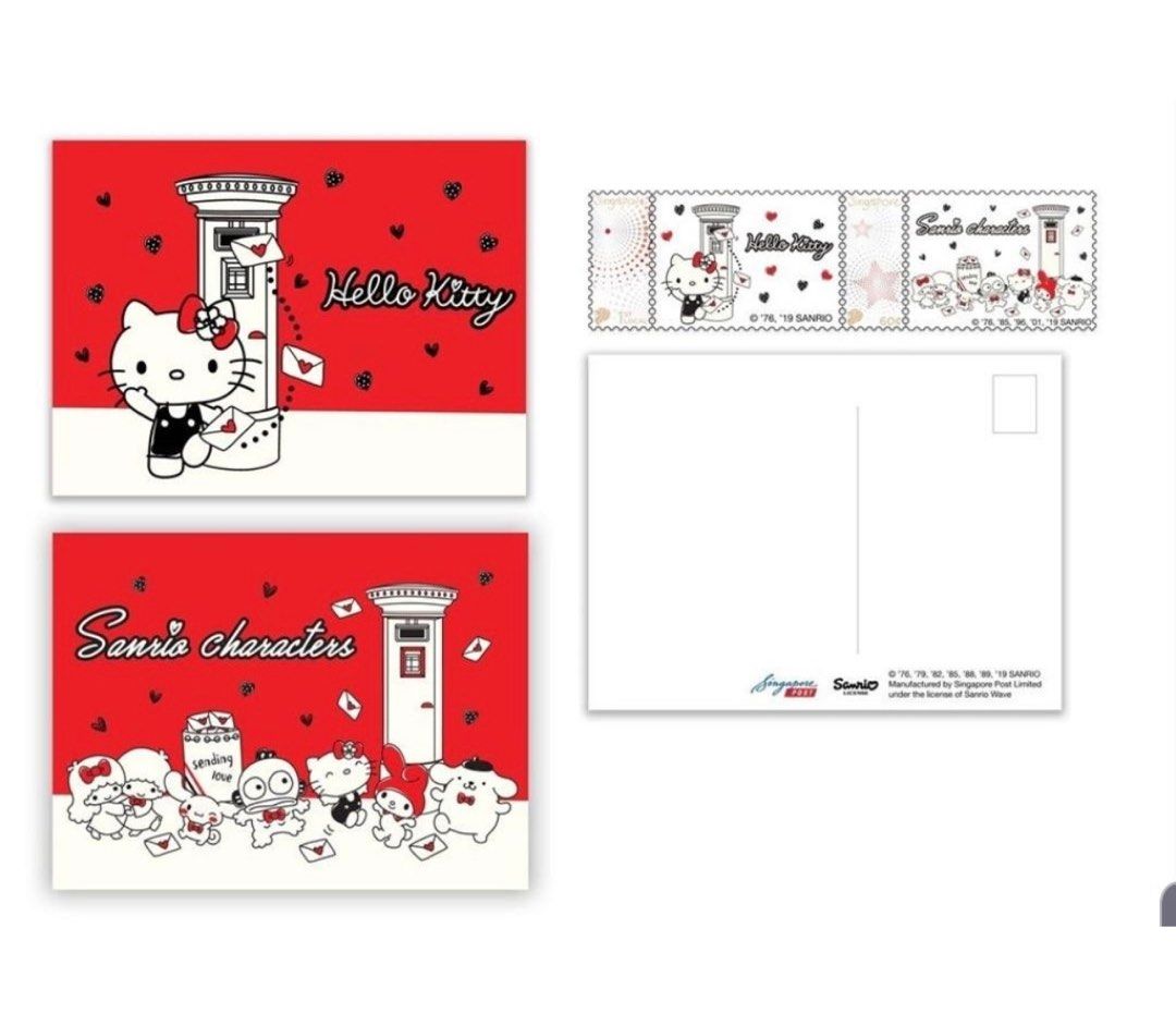 2 Hello Kitty Postcards with 2 Matching stamps (Limited Edition ...