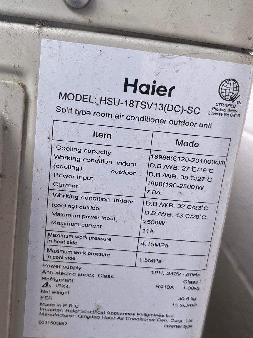 2 HP Haier Split Type Inverter AC, TV & Home Appliances, Air ...