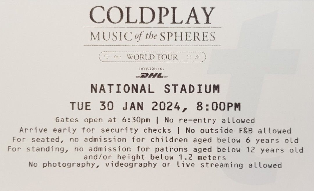 2x supersolis coldplay MOTS physical ticket 30 Jan, Tickets & Vouchers ...