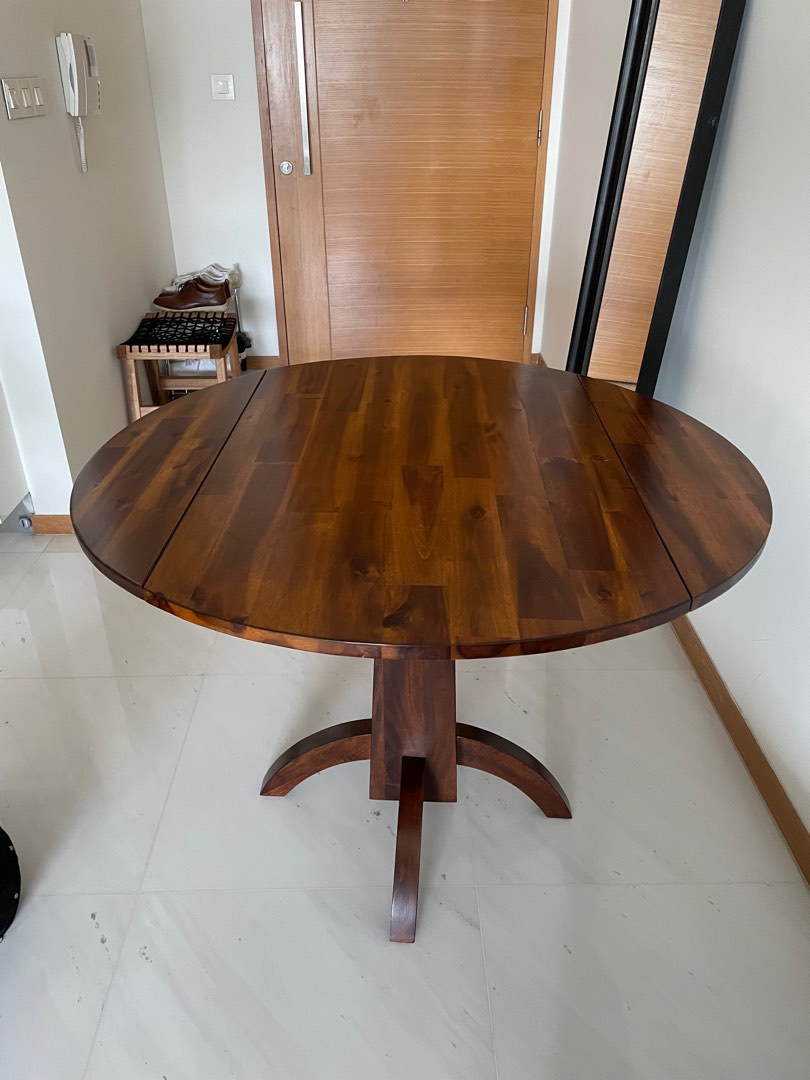 40” Round Dining Table (Drop Leaf), Furniture & Home Living, Furniture ...