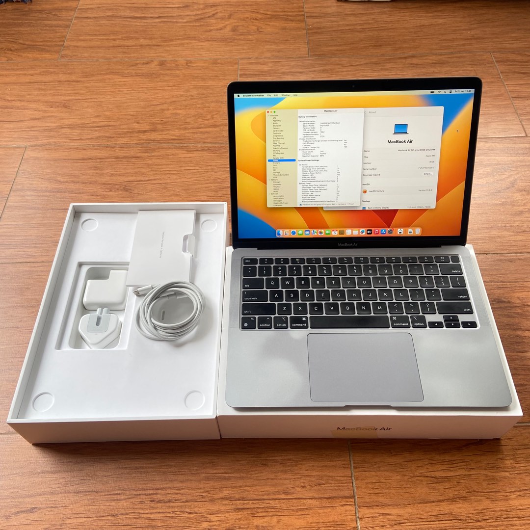 #465 Macbook Air M1 MGN63 GREY ram 8gb ssd 256gb ex inter, Elektronik ...