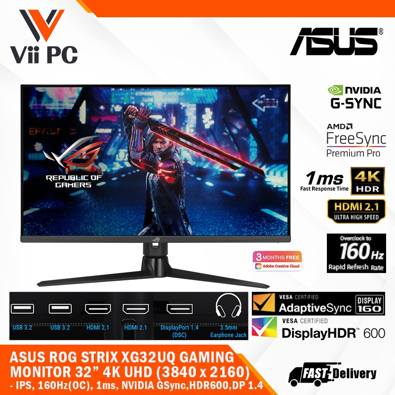ASUS ROG Strix XG32UQ 32" 4K UHD (3840 x 2160) HDMI 2.1 Gaming Monitor ...