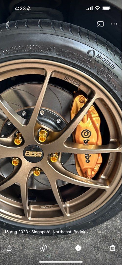 Authentic BBS RI-A forged rim 5x114.3 18x8 +45 with spinning bbs cap, Car Accessories, Tyres ...