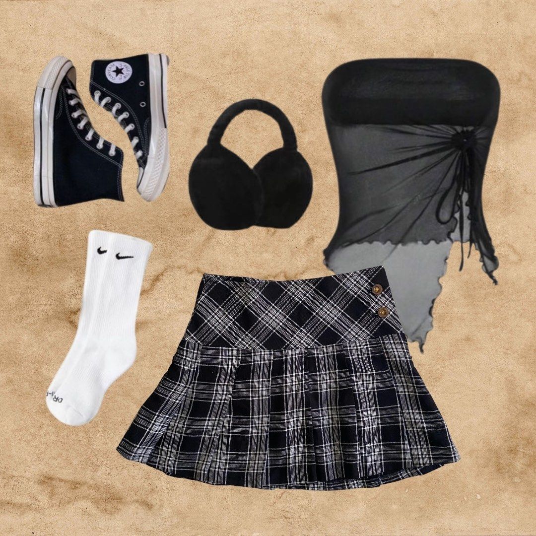 Black & White Tartan Tennis Skirt | ACADEME, DARK FEM, SOFT GIRL, CHIC ...
