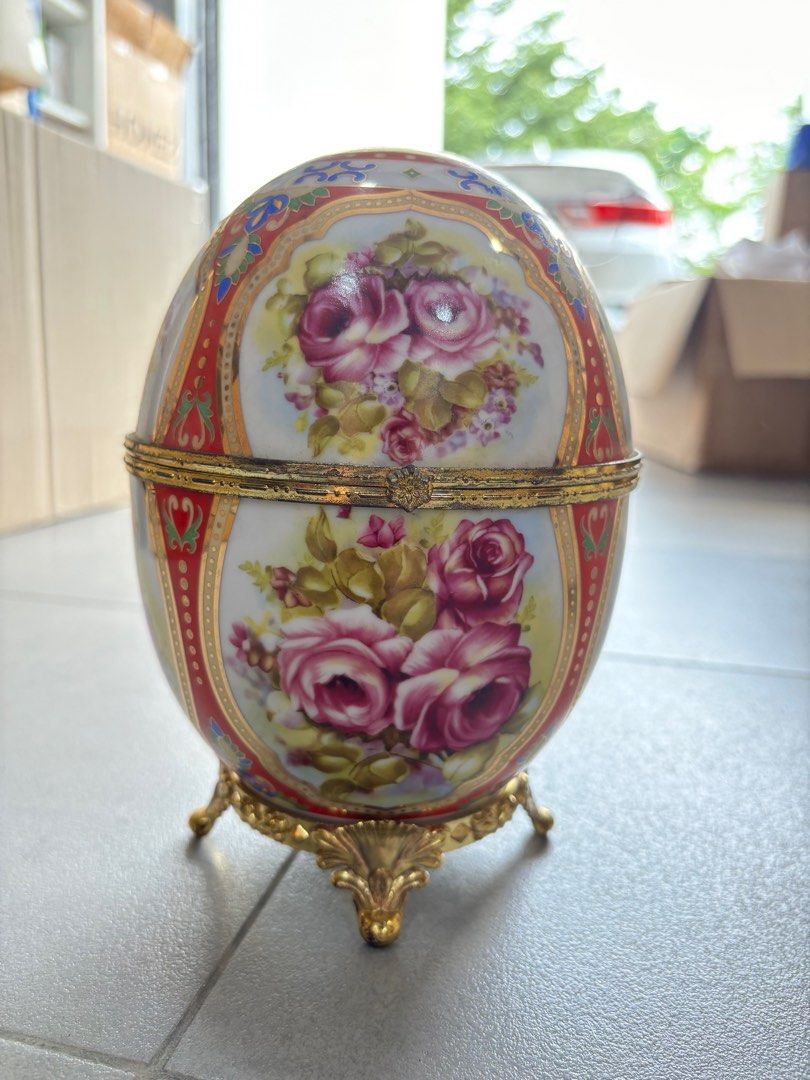 Capodimonte Genuine Porcelain Egg Trinket Box, Furniture & Home Living ...