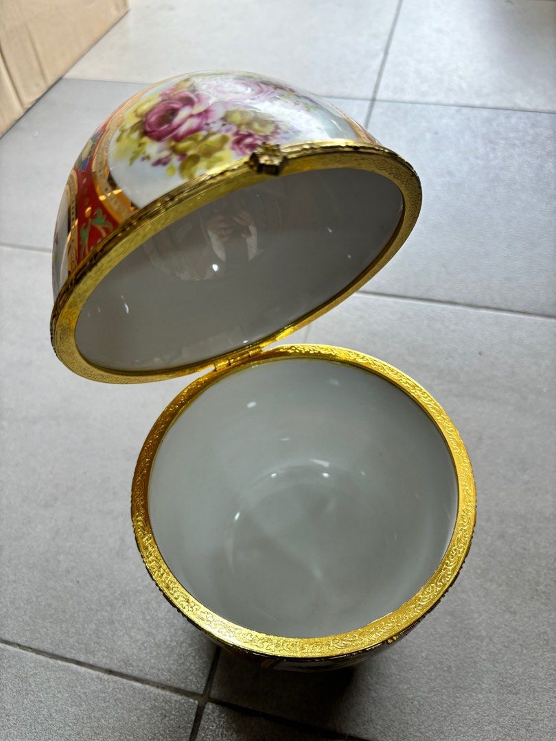 Capodimonte Genuine Porcelain Egg Trinket Box, Furniture & Home Living ...