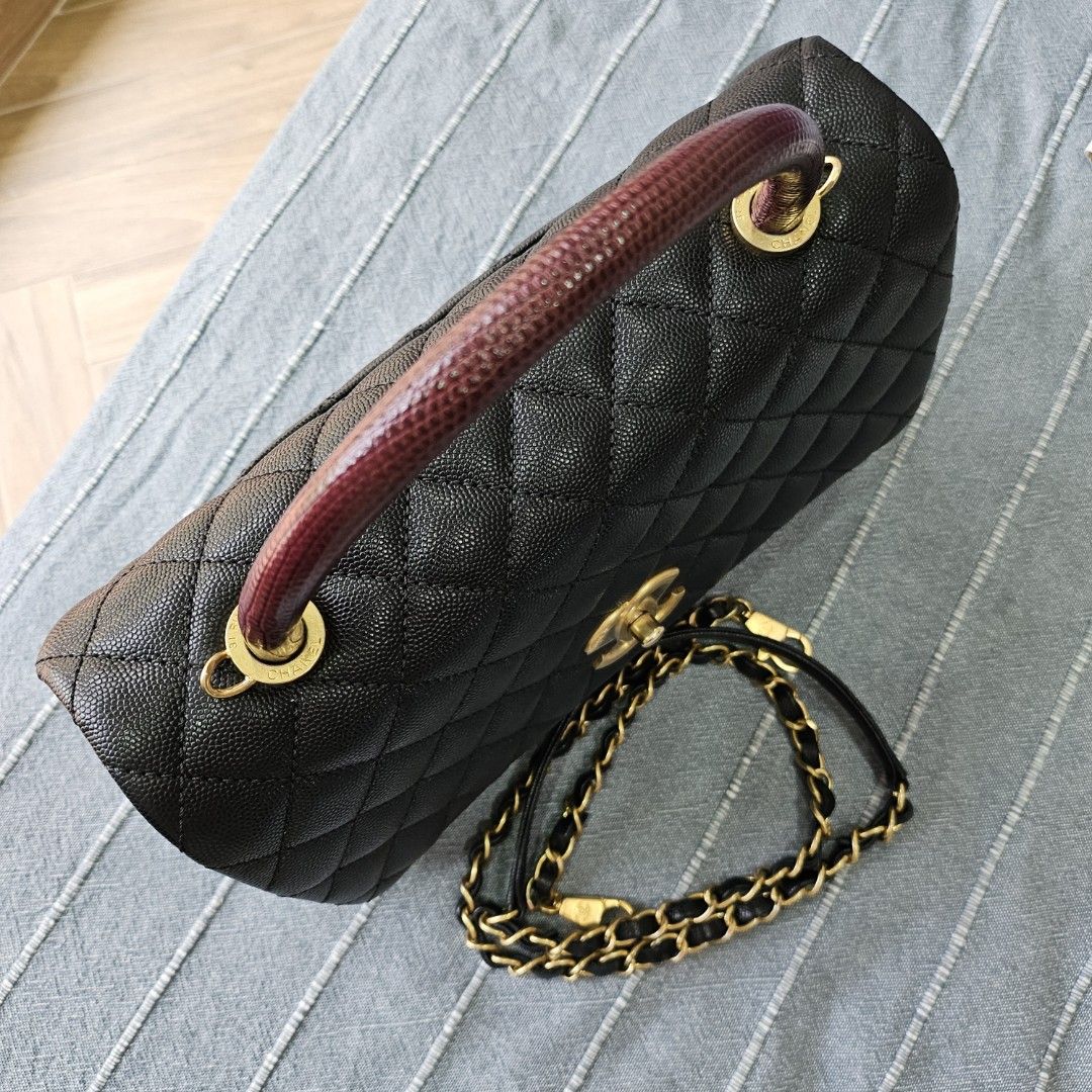 Chanel Coco Handle Medium caviar with lizard handle, Luxury, Bags ...