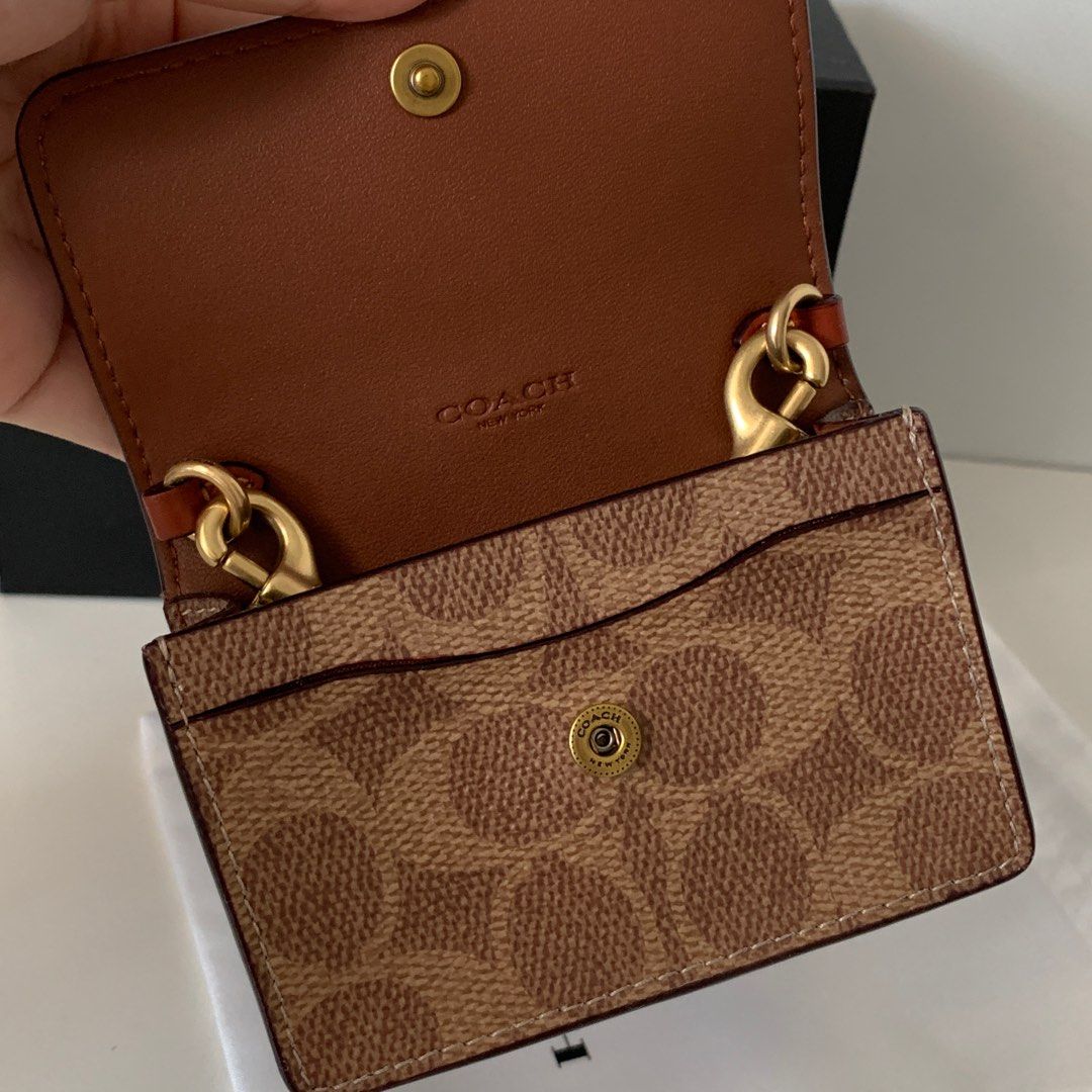 Coach Half Flap Card Case / Mini Sling Bag in Signature Canvas with ...