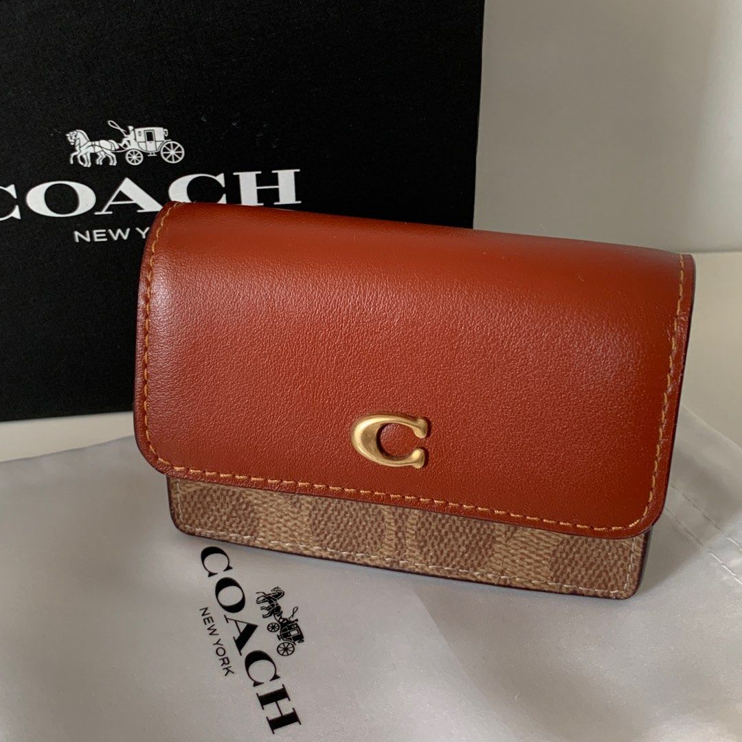 Coach Half Flap Card Case / Mini Sling Bag in Signature Canvas with ...