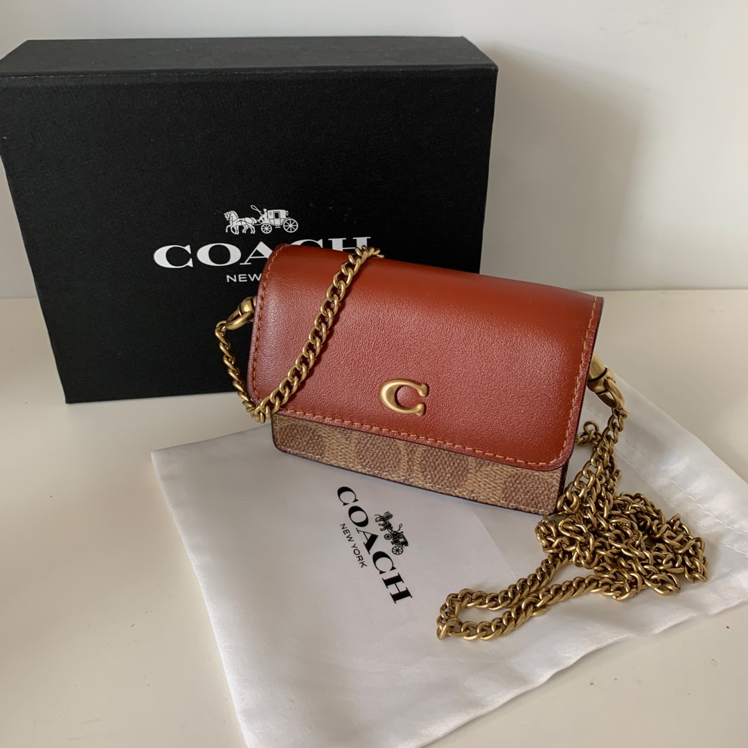 Coach Half Flap Card Case / Mini Sling Bag in Signature Canvas with ...
