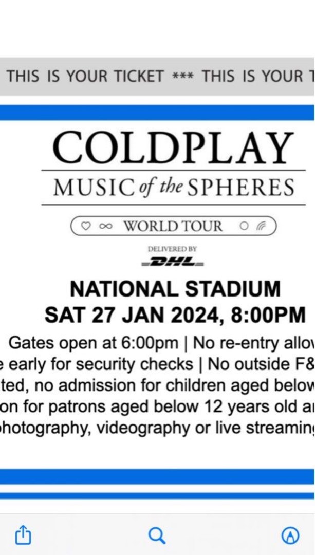 COLDPLAY GENERAL STANDING 27 JAN 2024 (SAT) x1, Tickets & Vouchers ...