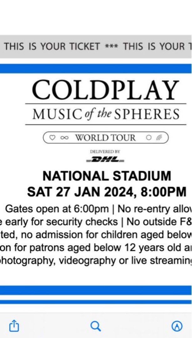 COLDPLAY CAT 1 STANDING PEN 27 JAN 2024 (SAT) x1, Tickets & Vouchers ...