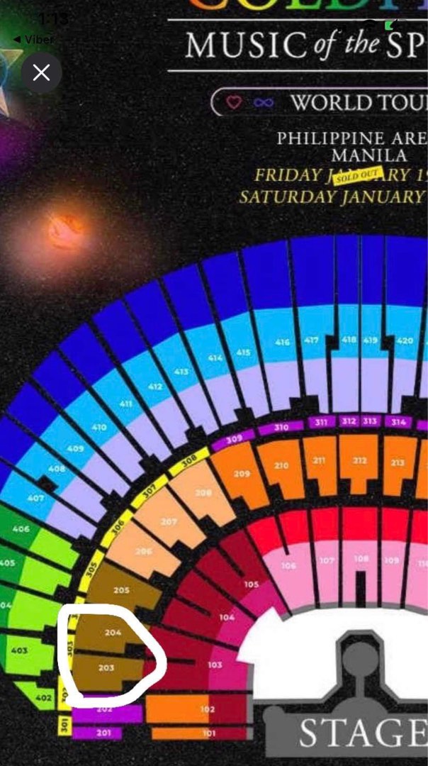 Coldplay Day 1 Jan 19 LBB 1 203 Ticket, Tickets & Vouchers, Event ...